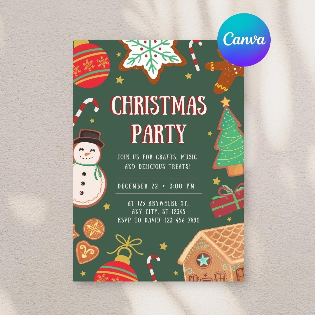 Printable Christmas Party Invitation Template Editable Christmas Party ...