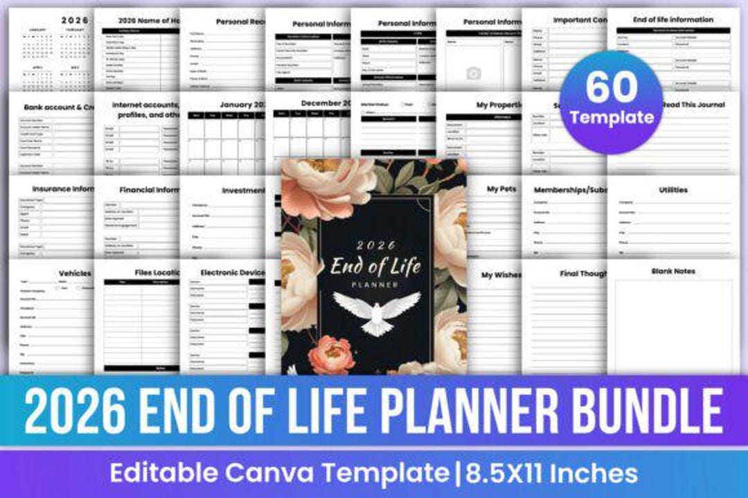 Editable End of Life Plan Bundle: Canva Templates, Final Wishes (PDF ...