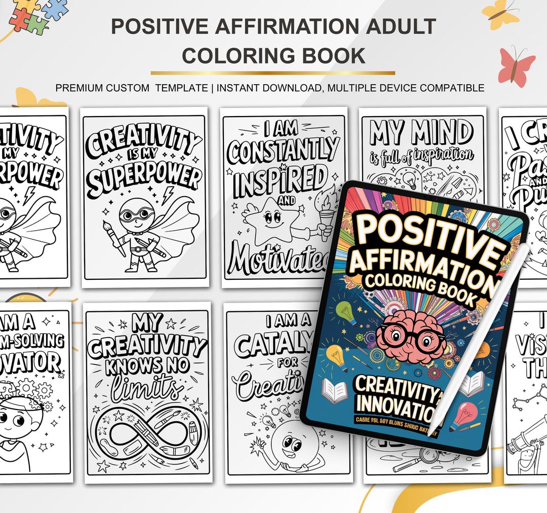 Positive Affirmation Coloring Book: Mindfulness, Relaxation (digital ...