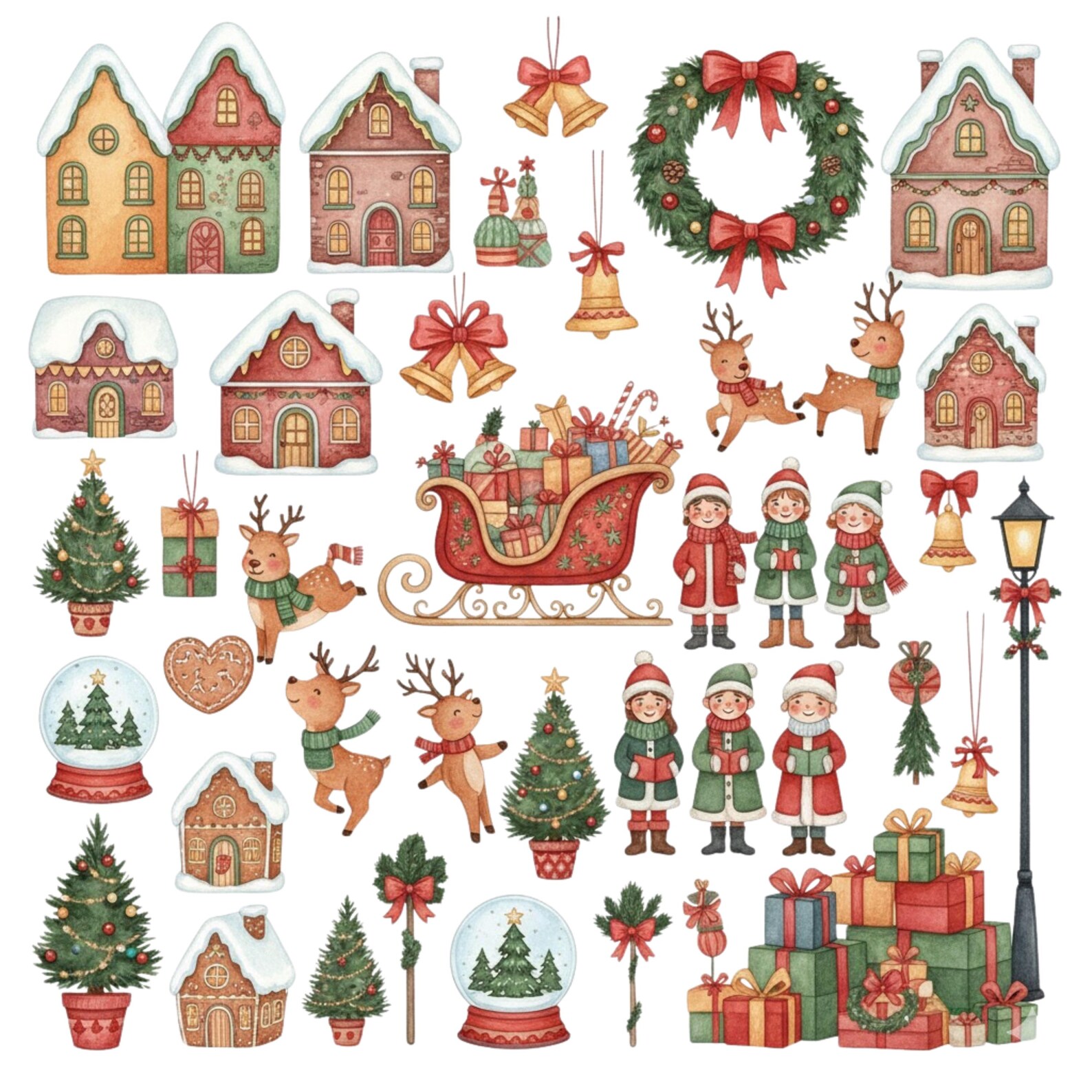 Watercolor Christmas Clipart Bundle: Whimsical Winter PNG (instant ...
