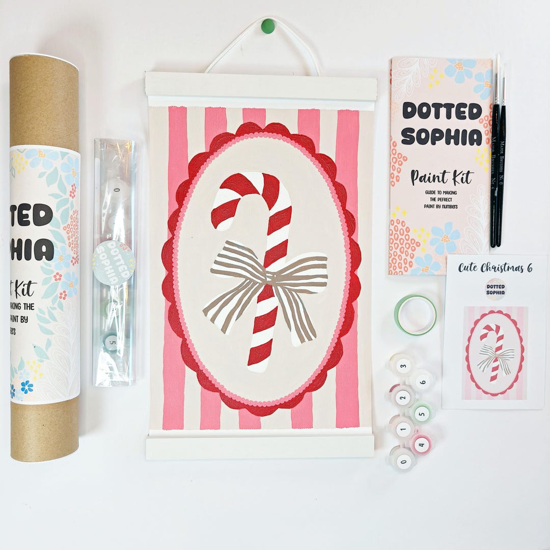 Christmas Sip and Paint by Number Kit: Candy Cane Design, Festive Craft ...