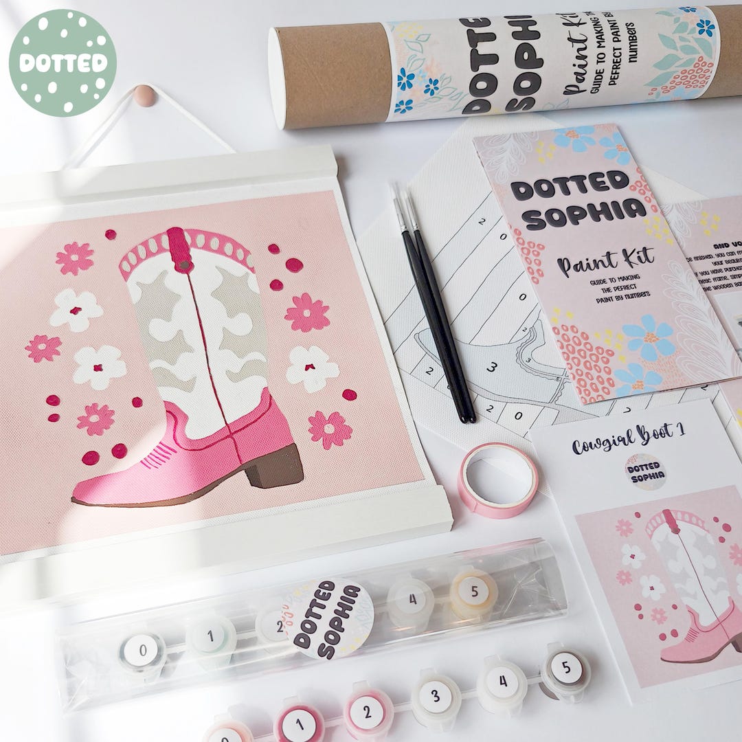 Cowgirl Boot Paint by Number Kit - Hen Party DIY Craft - Etsy