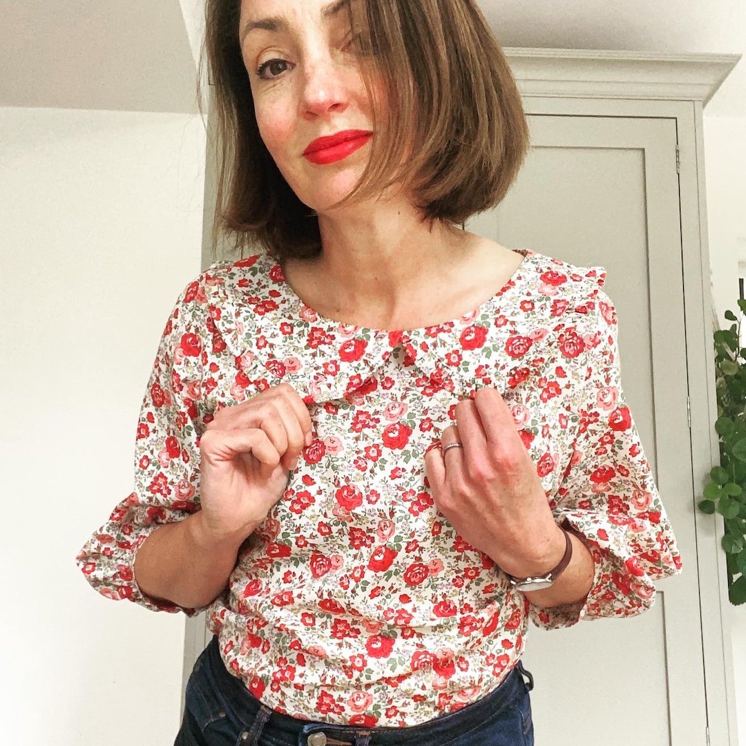 Women Floral Blouse Botanical Blouses Flower Top Blouse Retro Floral ...