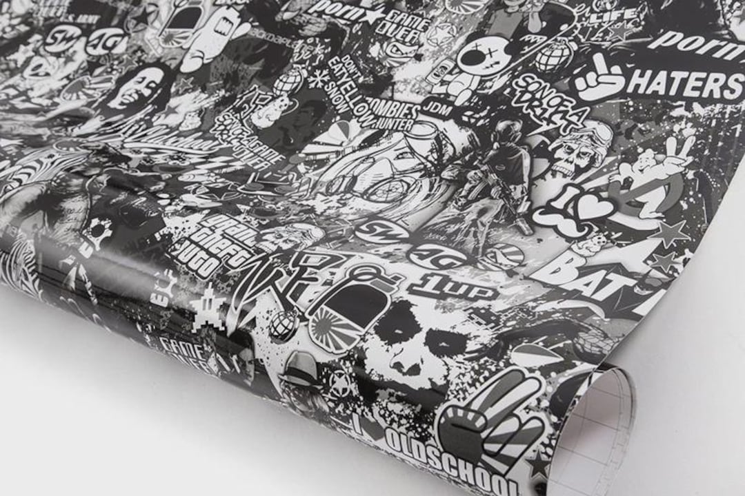 Stickerbomb Foil Car Foil Stickerbomb Foils - Oldschool Black 30x150 - Etsy