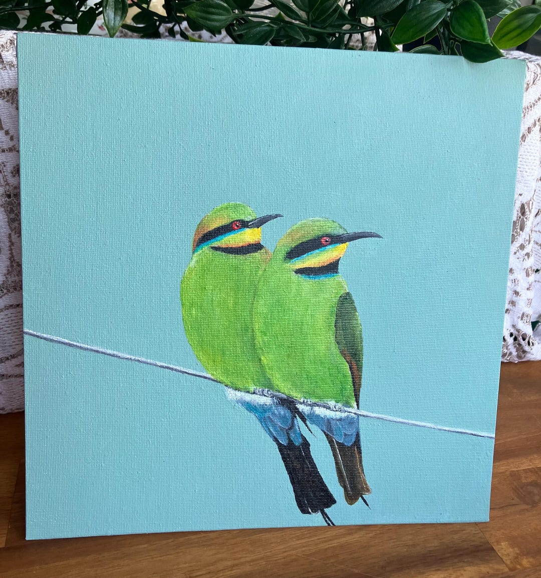 Rainbow Bee-eater Portrait: Acrylic Painting on Canvas Board (unframed ...