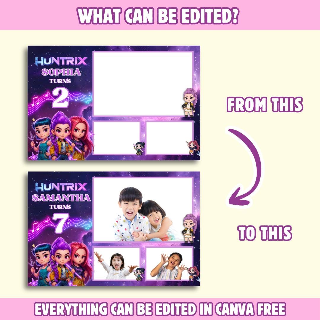 KPOP Demon Hunter Photobooth Templates | Huntrix Party Photo Booth ...