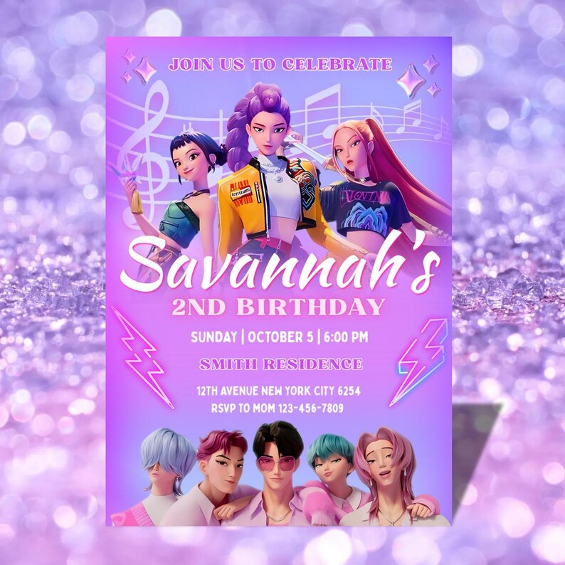 Kpop Demon Hunter Birthday Invitation | Editable Canva Template | Kpop ...
