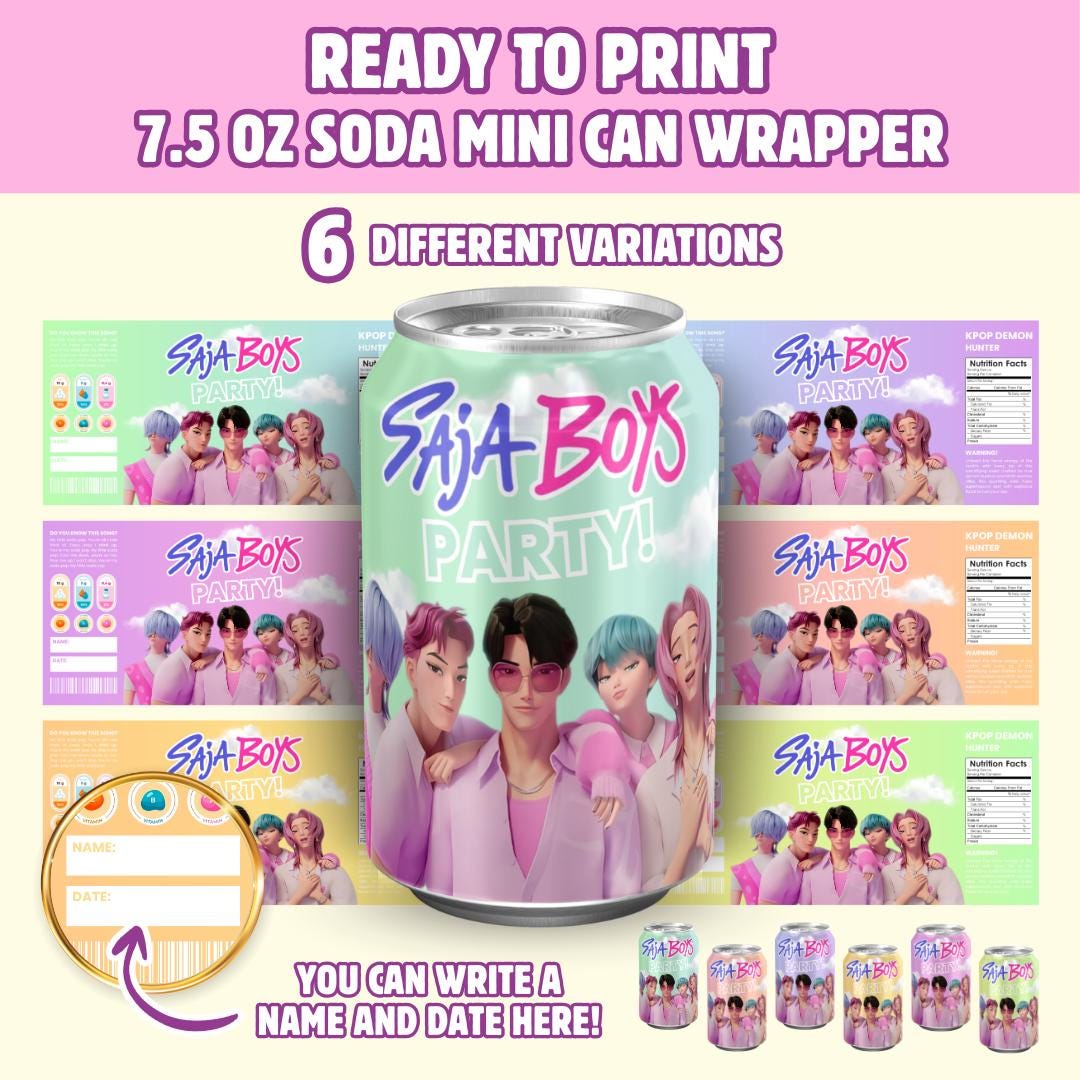 K-pop Demons Hunter Printable | Kpop Saja Boys Soda Pop Sleek Can ...