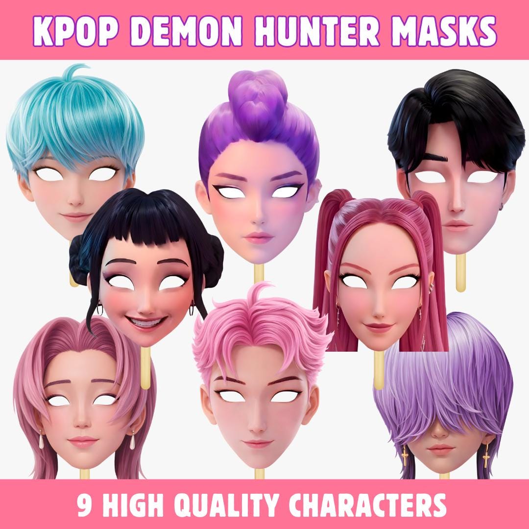 Original Kpop Demon Hunters Face Masks, Printable Huntrix & Saja Boys ...