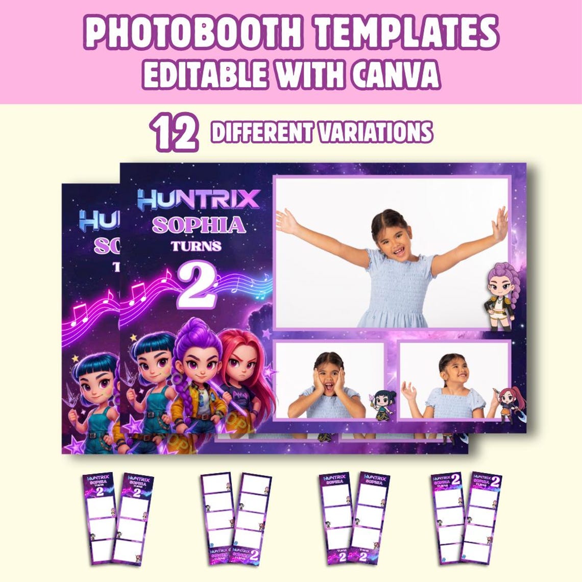 KPOP Demon Hunter Photobooth Templates | Huntrix Party Photo Booth ...