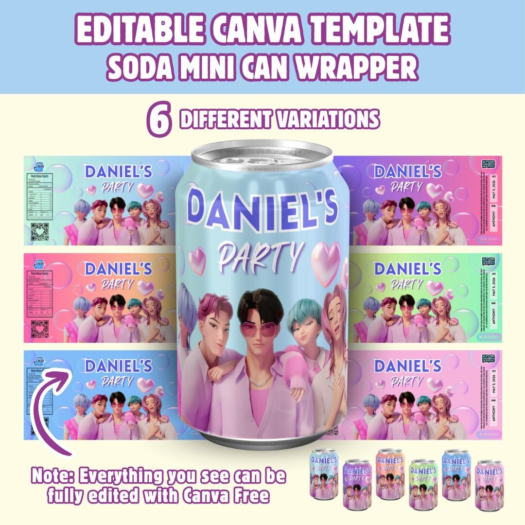 Editable Kpop Saja Boys Soda Pop Wrapper Label, Personalized Demon ...