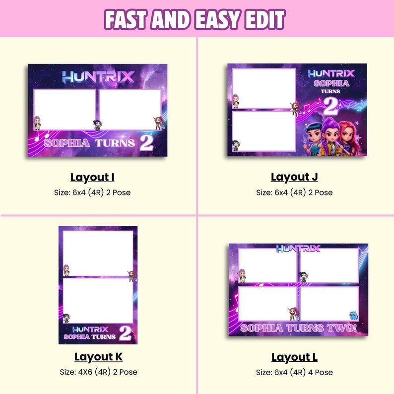 KPOP Demon Hunter Photobooth Templates | Huntrix Party Photo Booth ...