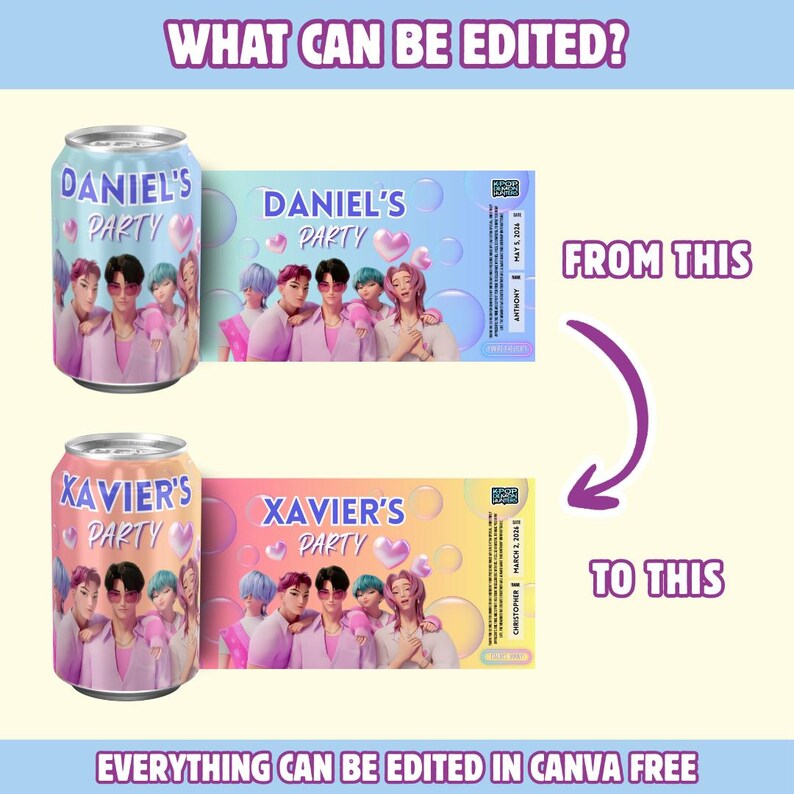 Editable Kpop Saja Boys Soda Pop Wrapper Label, Personalized Demon ...