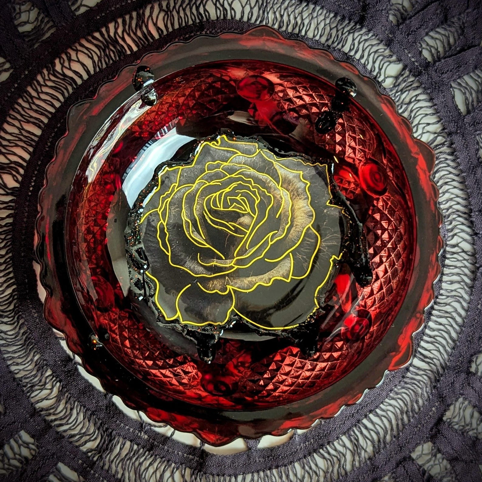 Black Rose Ring Dish: Upcycled Vintage Avon Trinket Bowl - Etsy