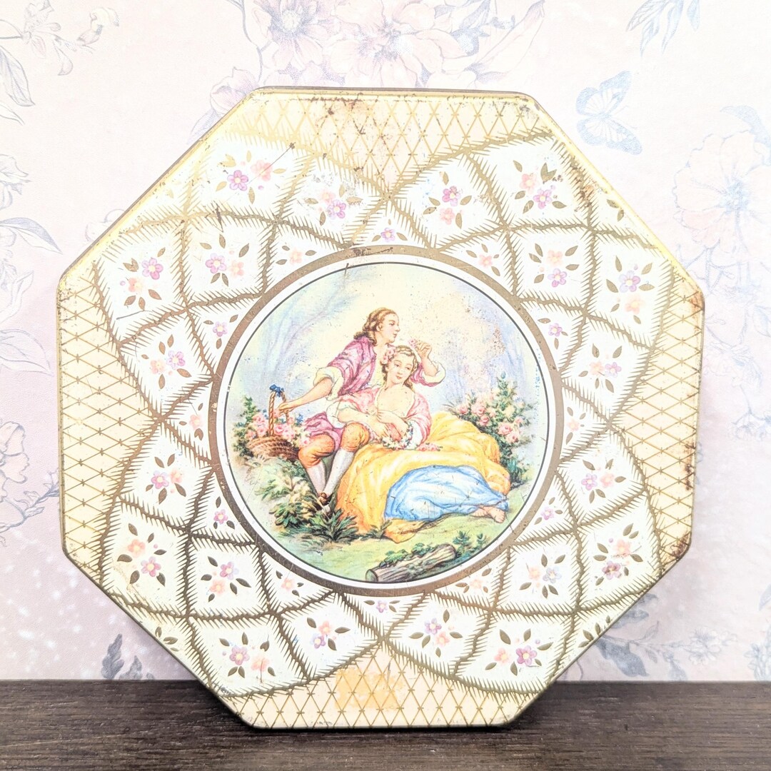 Vintage Florentine Biscuit Tin Box: Romantic Octagon Decorative Box - Etsy