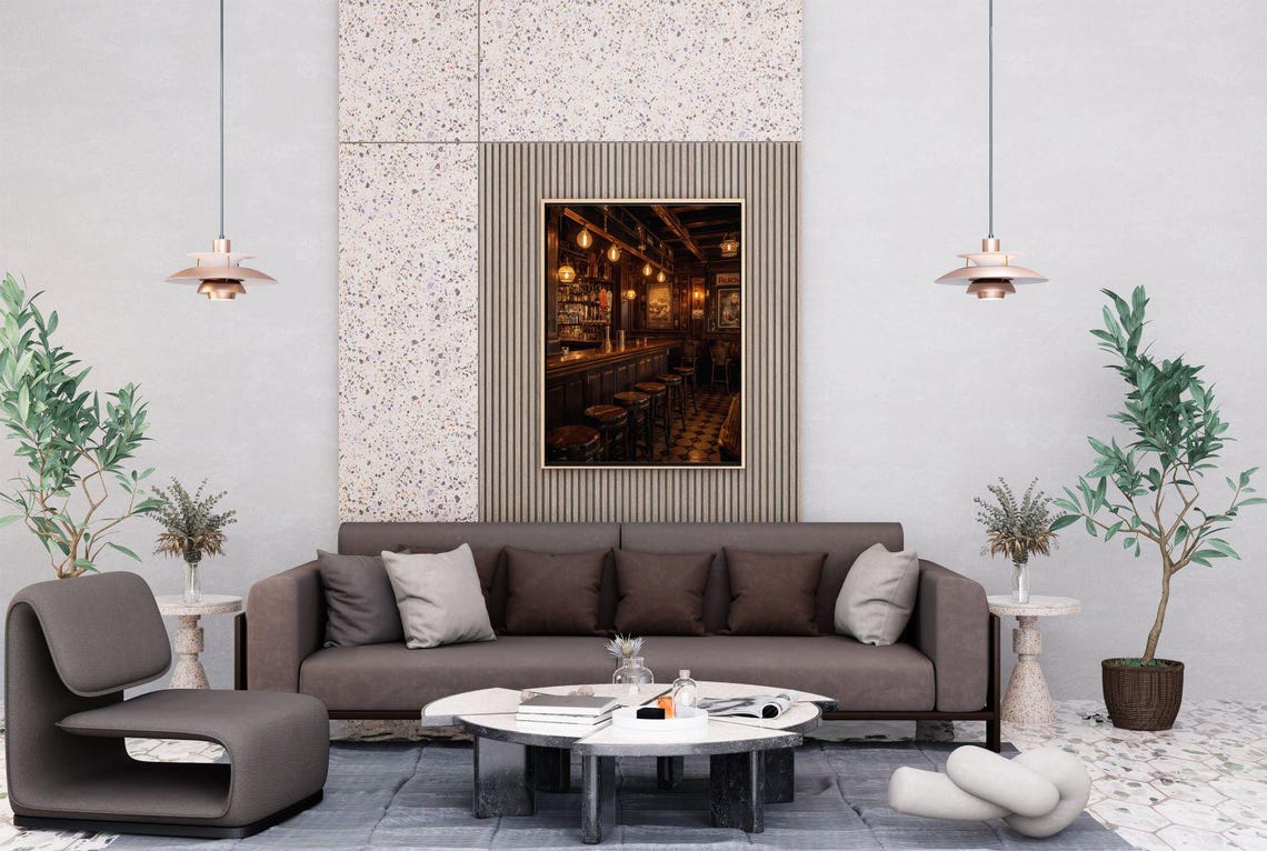Vintage Whiskey Bar Interior Wall Art, Moody Speakeasy Pub Decor - Etsy