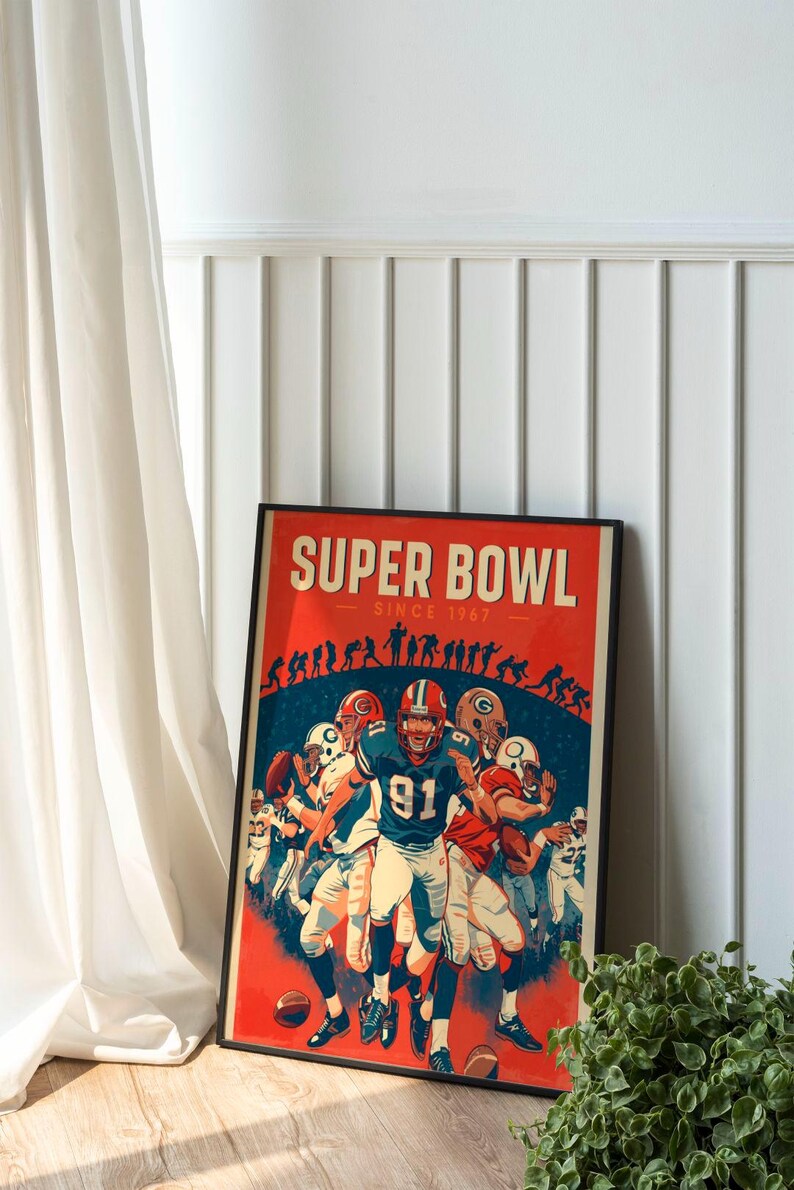 Super Bowl Vintage American Football Poster, Retro NFL Wall Art - Etsy