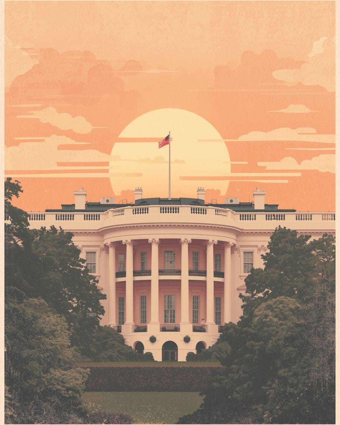 Washington DC White House Sunset Poster, American Icon Wall Art - Etsy