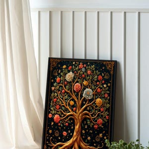 Celestial Bloom – Golden Tree of Life Art - Etsy
