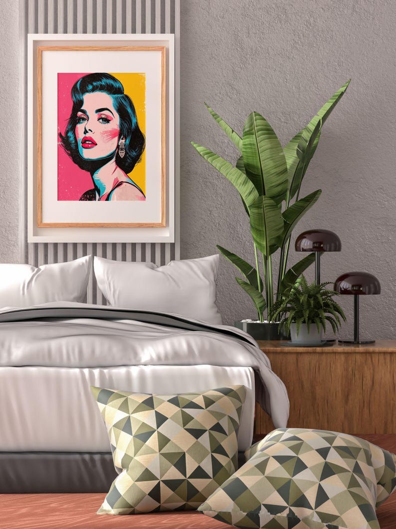 Retro Woman Pop Art Poster – 50s Glam Portrait Wall Art - Etsy