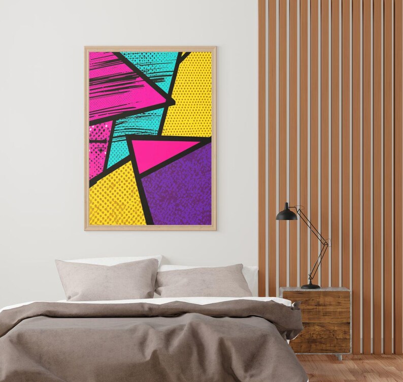 Geometric Pop Art Print – 80s Retro Abstract Wall Art - Etsy