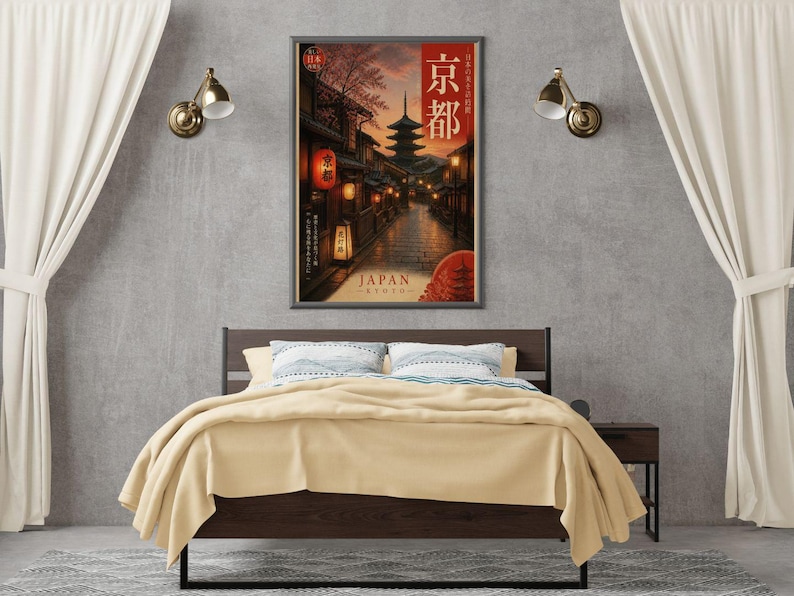 Kyoto Japan Travel Poster, Japanese Street Wall Art, Traditional Temple ...