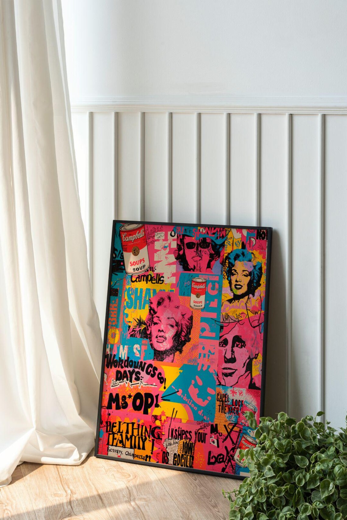 Marilyn Monroe Pop Art Print, Warhol Campbell's Soup Collage Wall Art ...