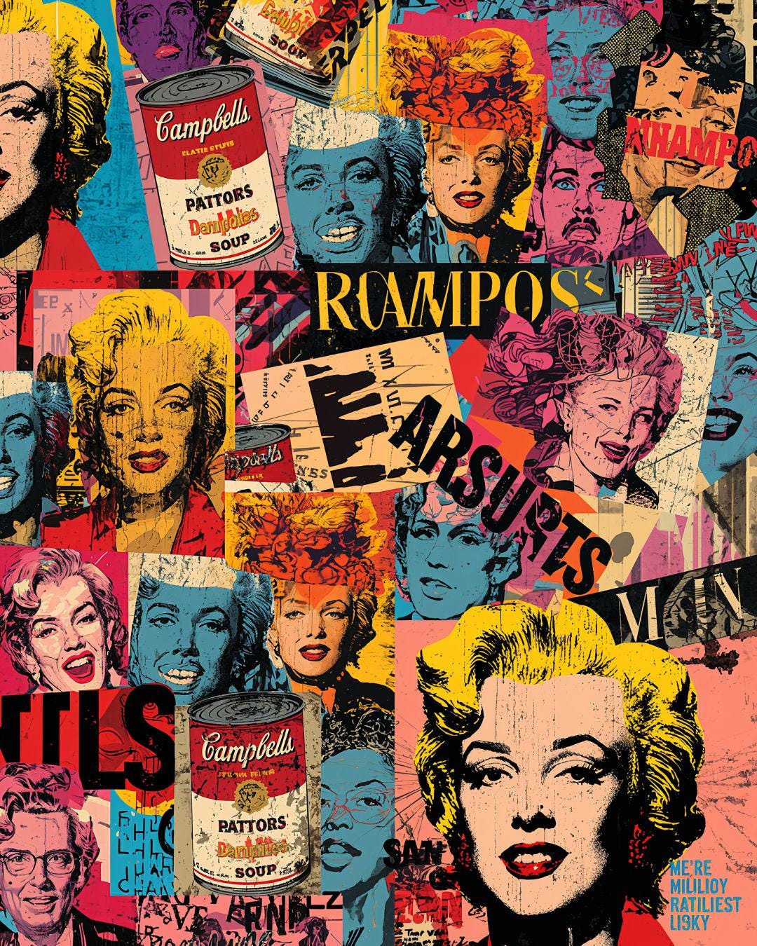 Marilyn Monroe Pop Art Print – Retro Warhol Campbell's Soup Collage - Etsy