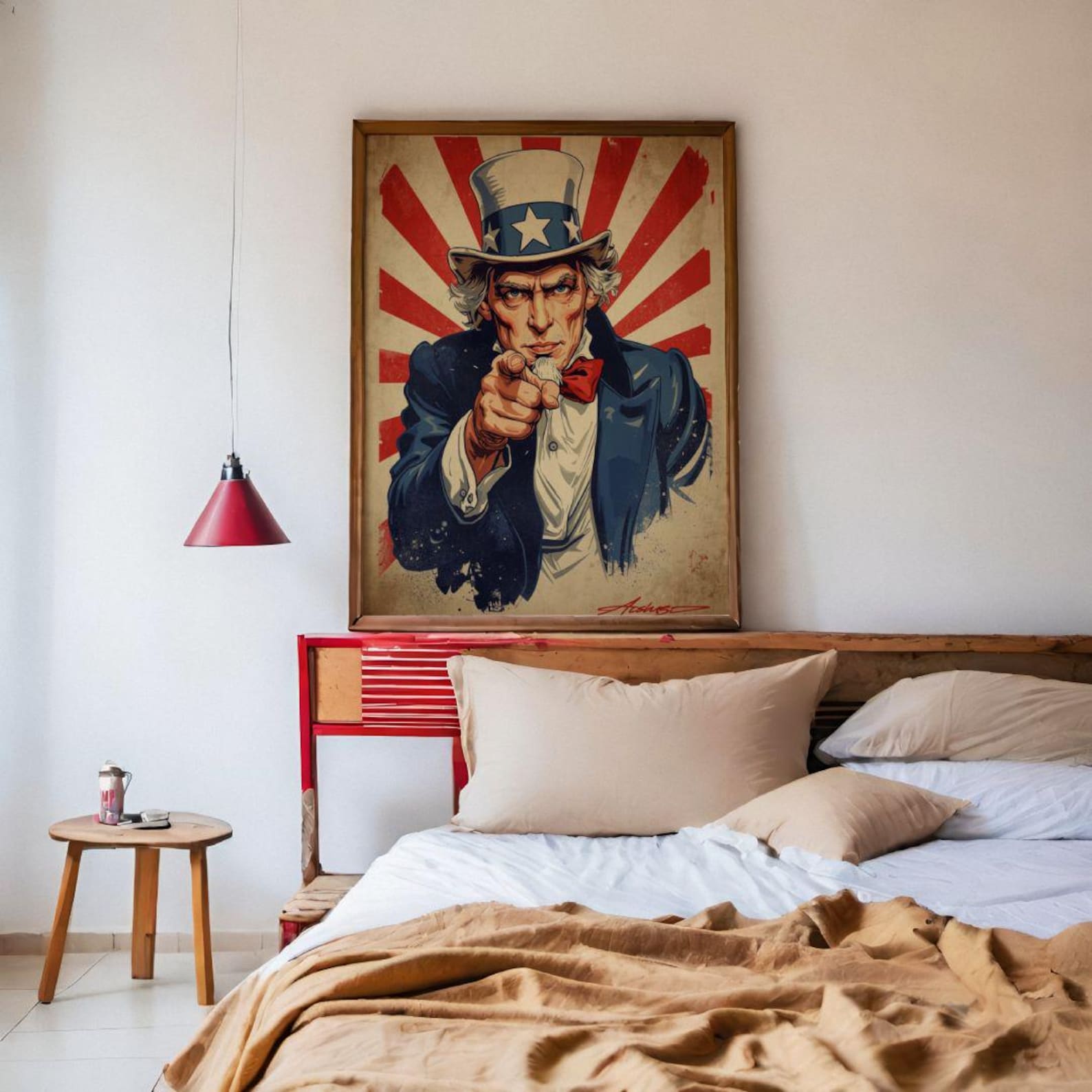Uncle Sam Inspired Poster, Vintage American Patriot Illustration - Etsy