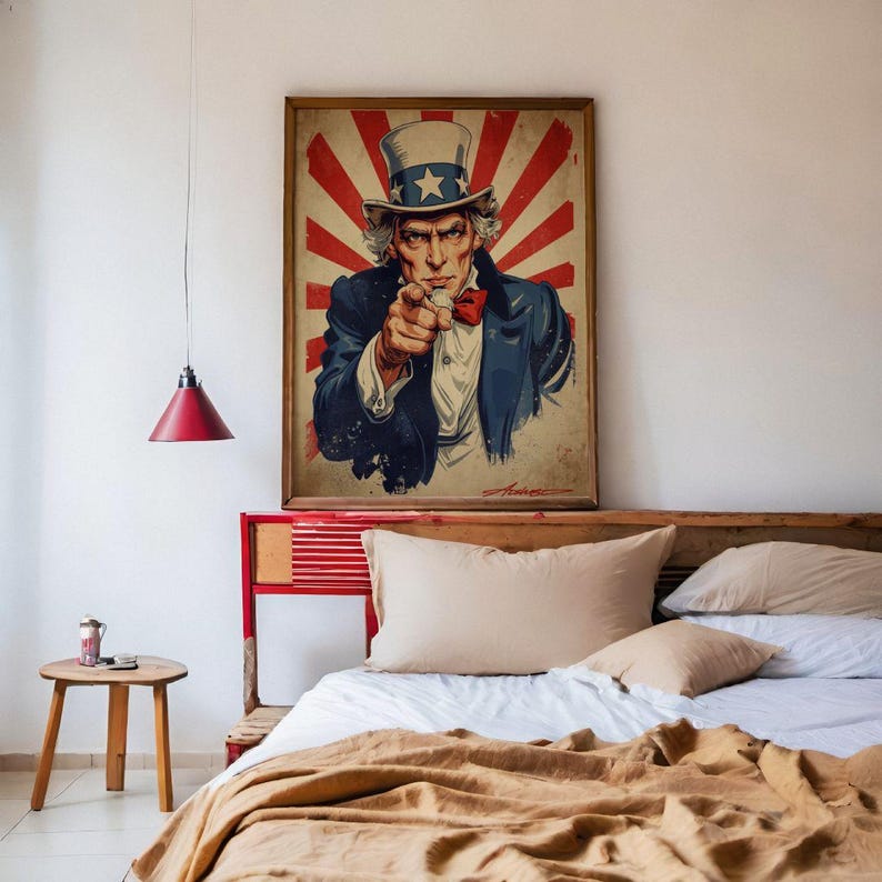 Uncle Sam Inspired Poster, Vintage American Patriot Illustration - Etsy