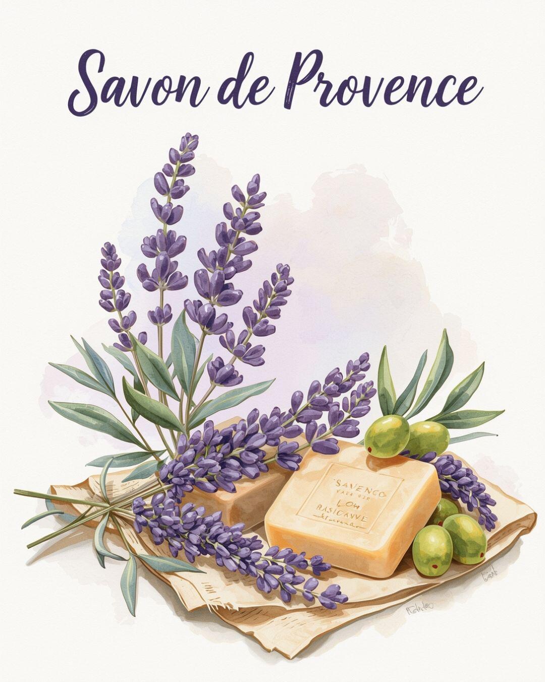Savon De Provence Poster – Lavender & Olive Rustic Art Print – French ...
