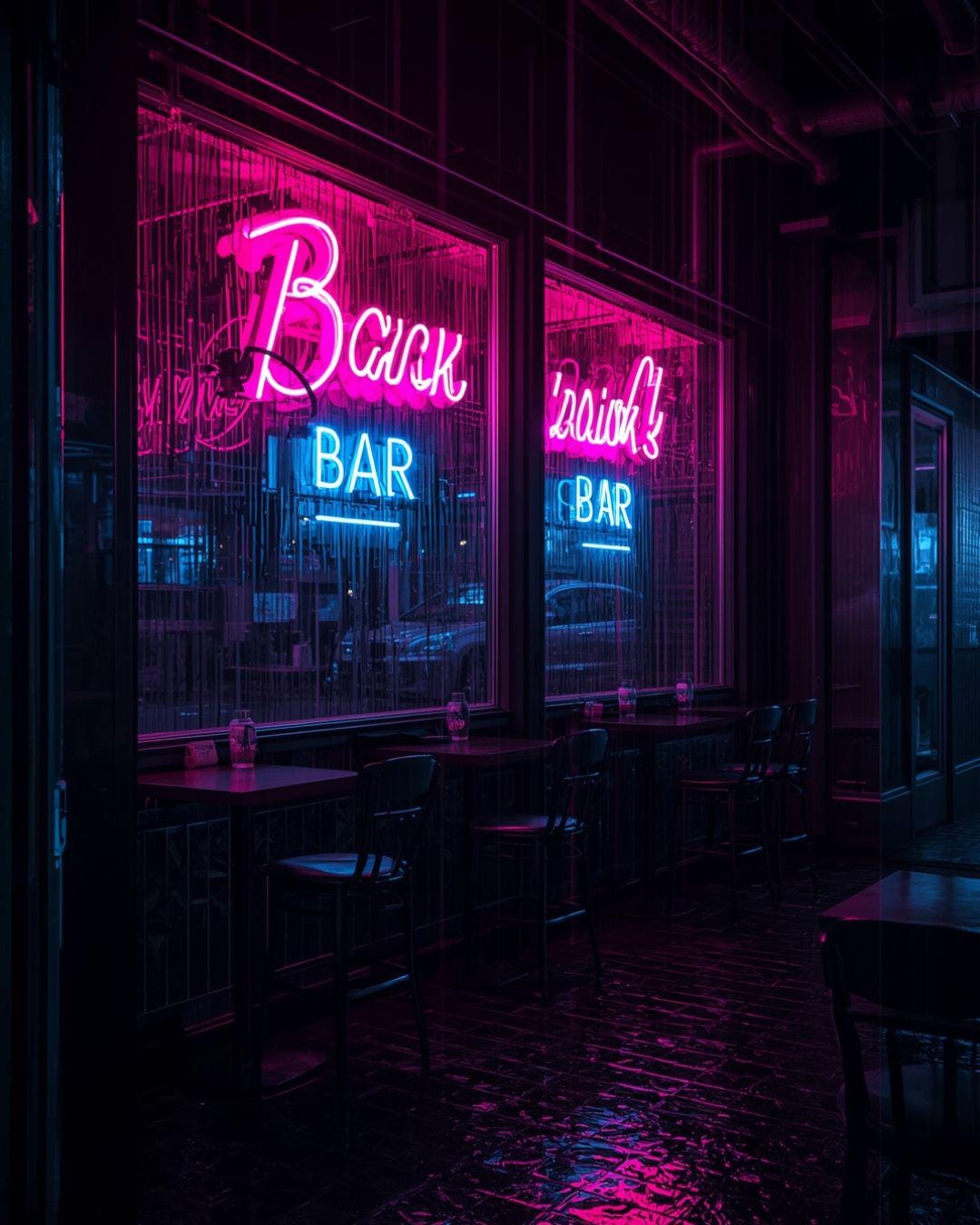 Retro Neon Bar Nightlife Print, Pink & Blue Lights - Etsy
