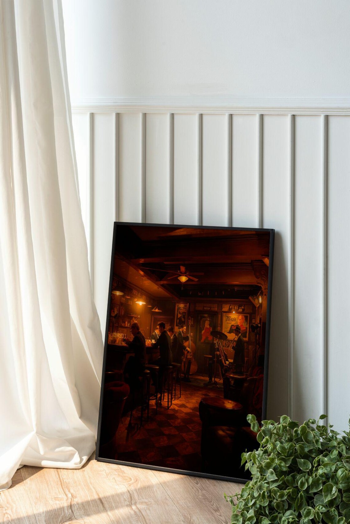 Vintage Jazz Bar Poster – Retro Music Scene Wall Art - Etsy