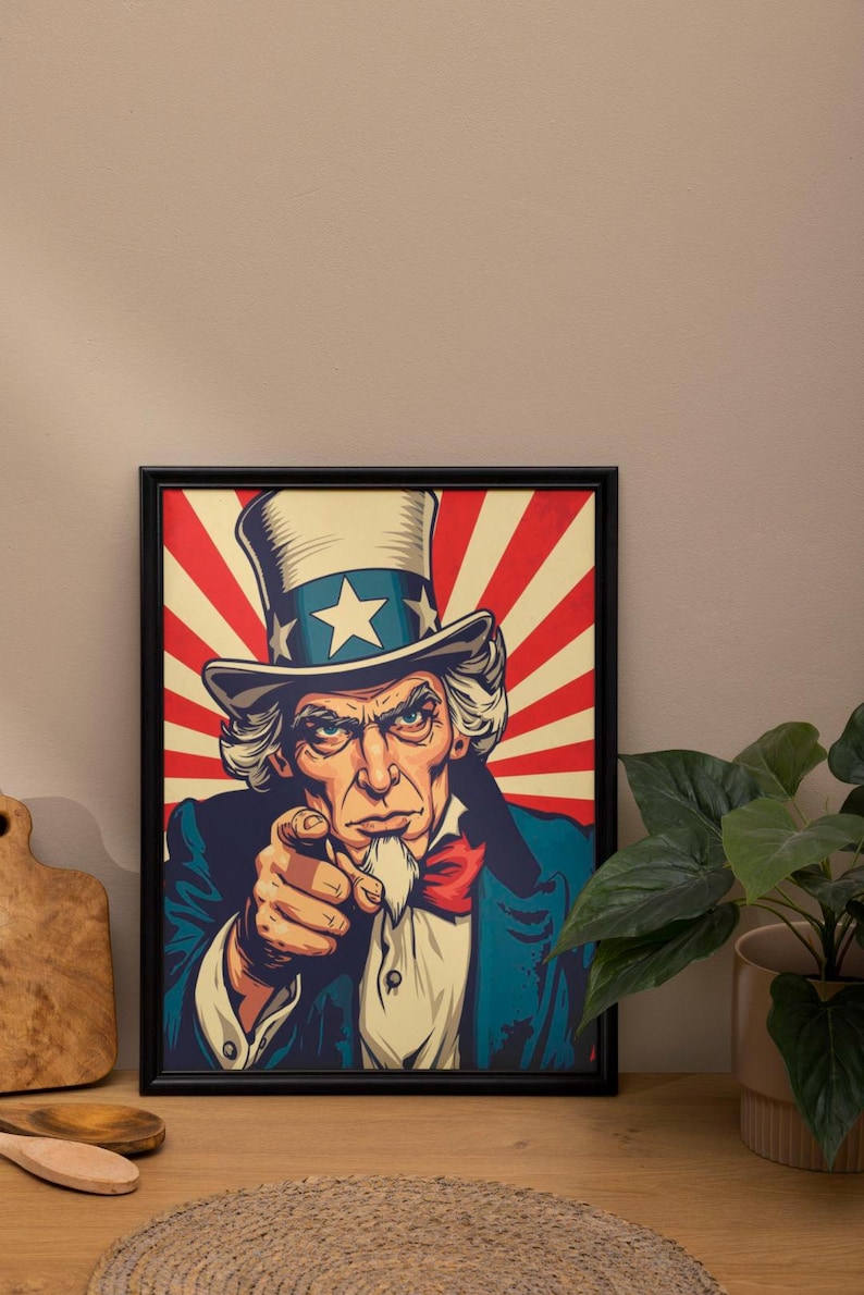 Uncle Sam Vintage Poster Style, Classic American Icon Illustration - Etsy