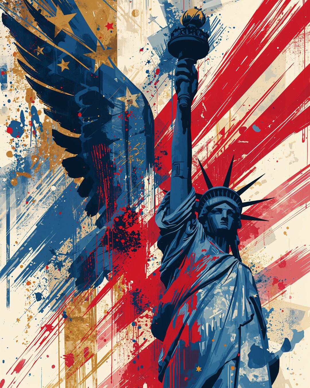 Statue of Liberty Abstract Pop Art, Expressive Patriotic USA Poster - Etsy