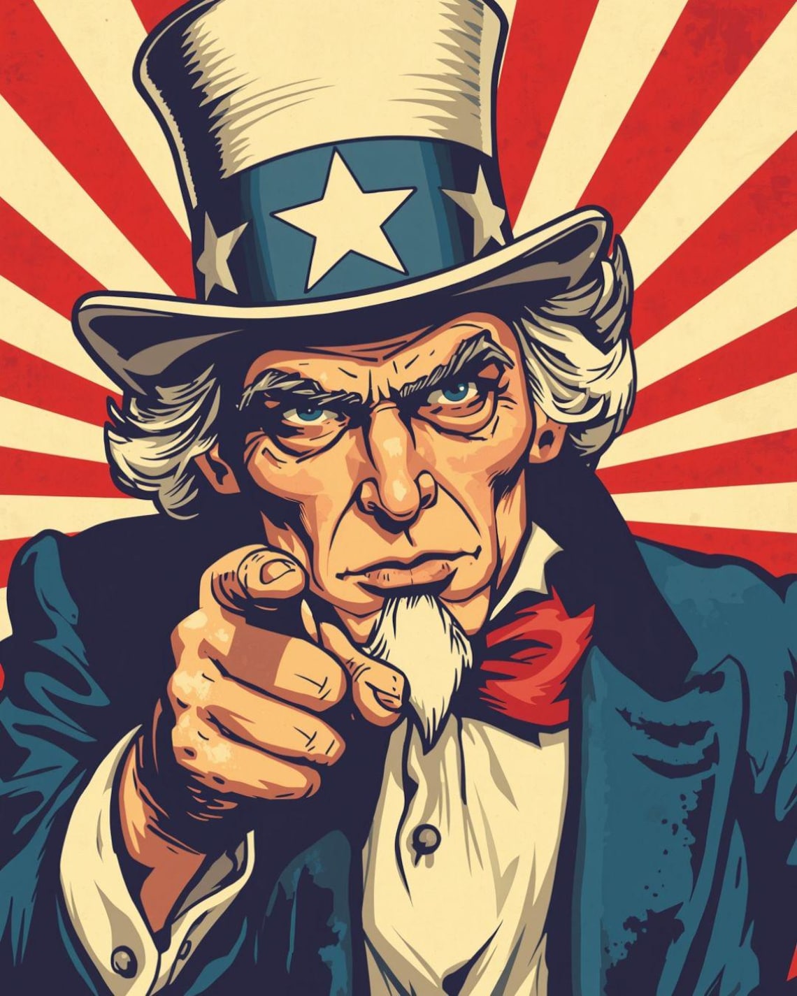 Uncle Sam Vintage Poster Style, Classic American Icon Illustration - Etsy