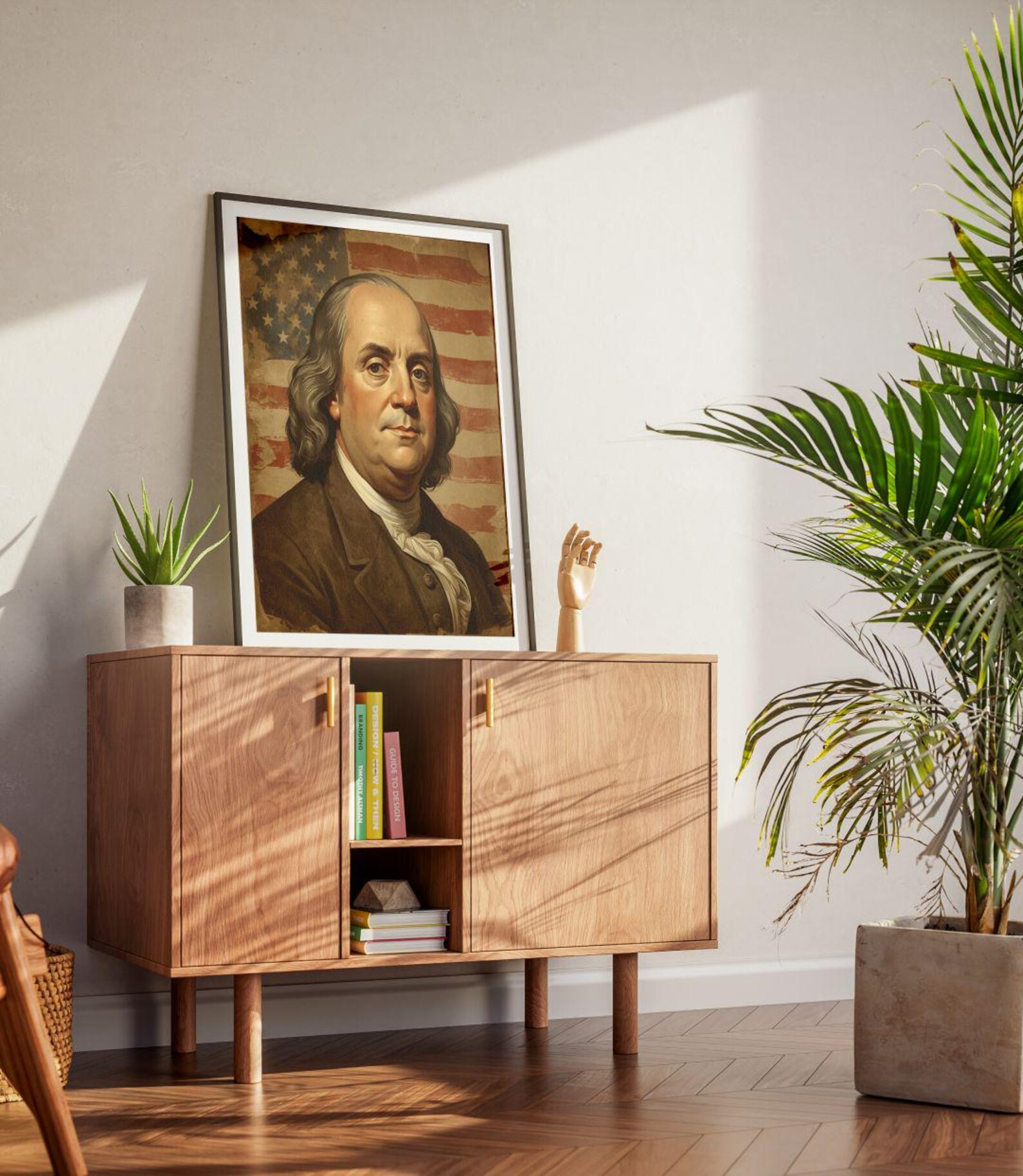 Benjamin Franklin Portrait Print Vintage Patriotic Historical Wall Art ...