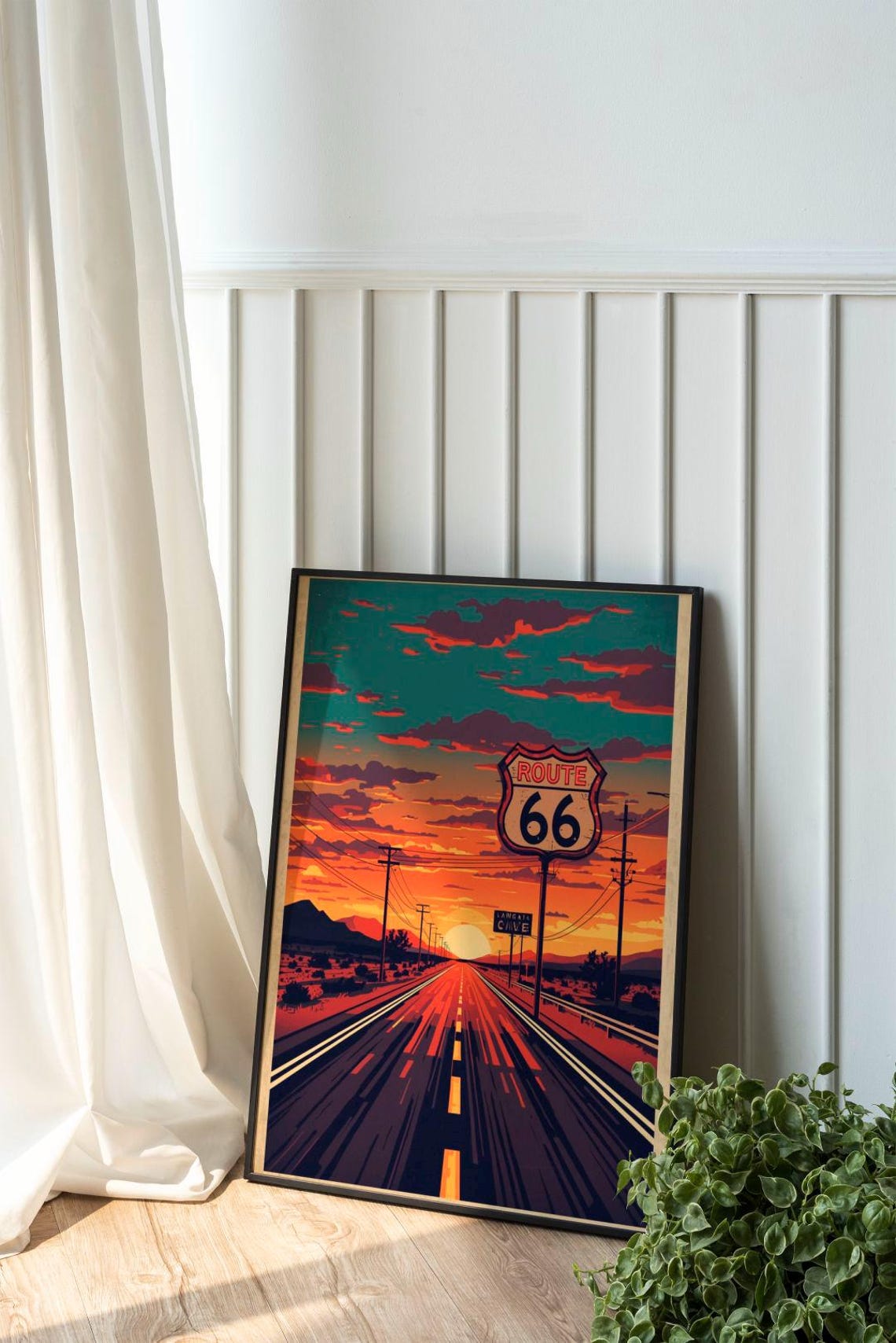 Route 66 Sunset Wall Art Print, Vintage American Highway Poster - Etsy