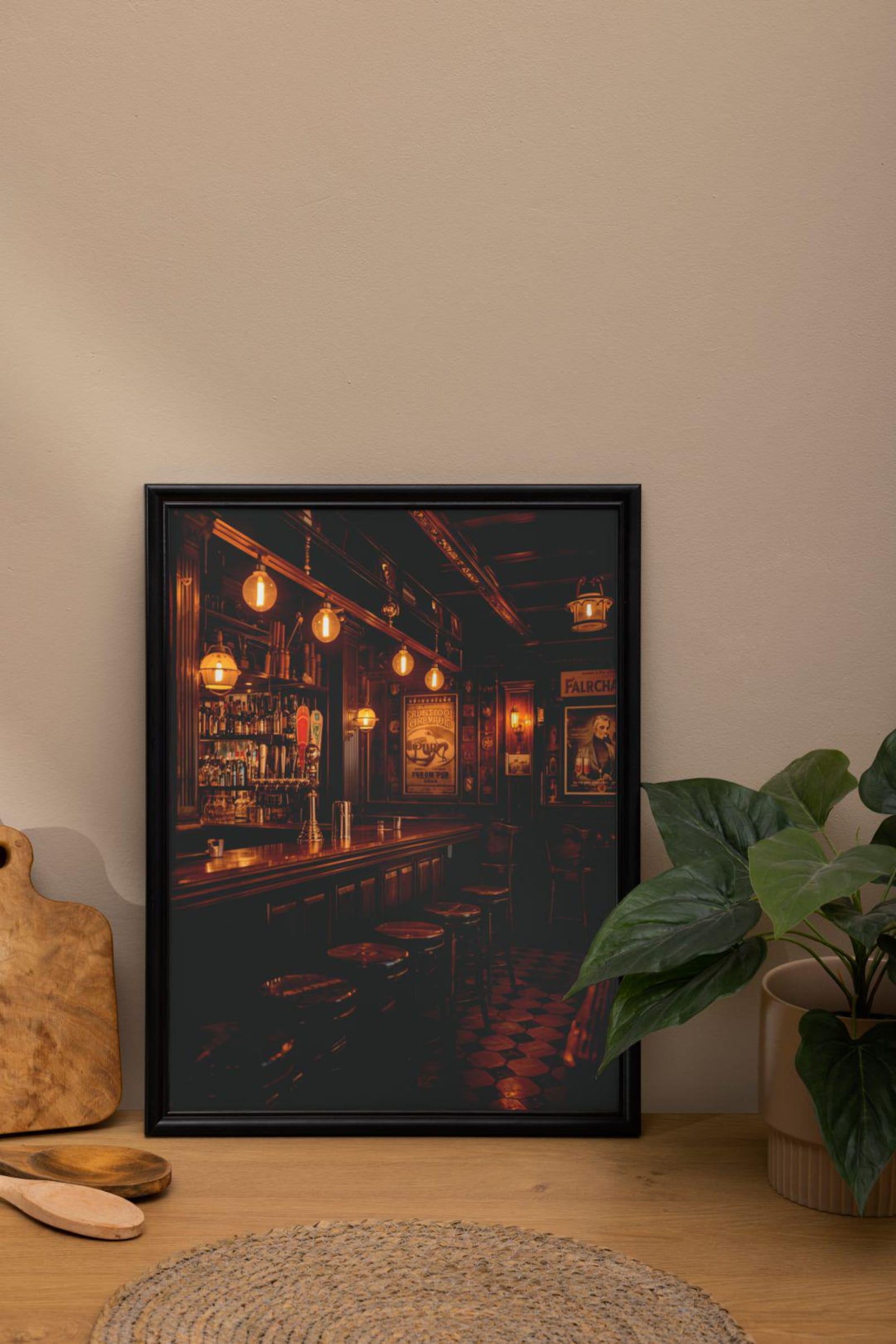 Vintage Whiskey Bar Interior Wall Art, Moody Speakeasy Pub Decor - Etsy