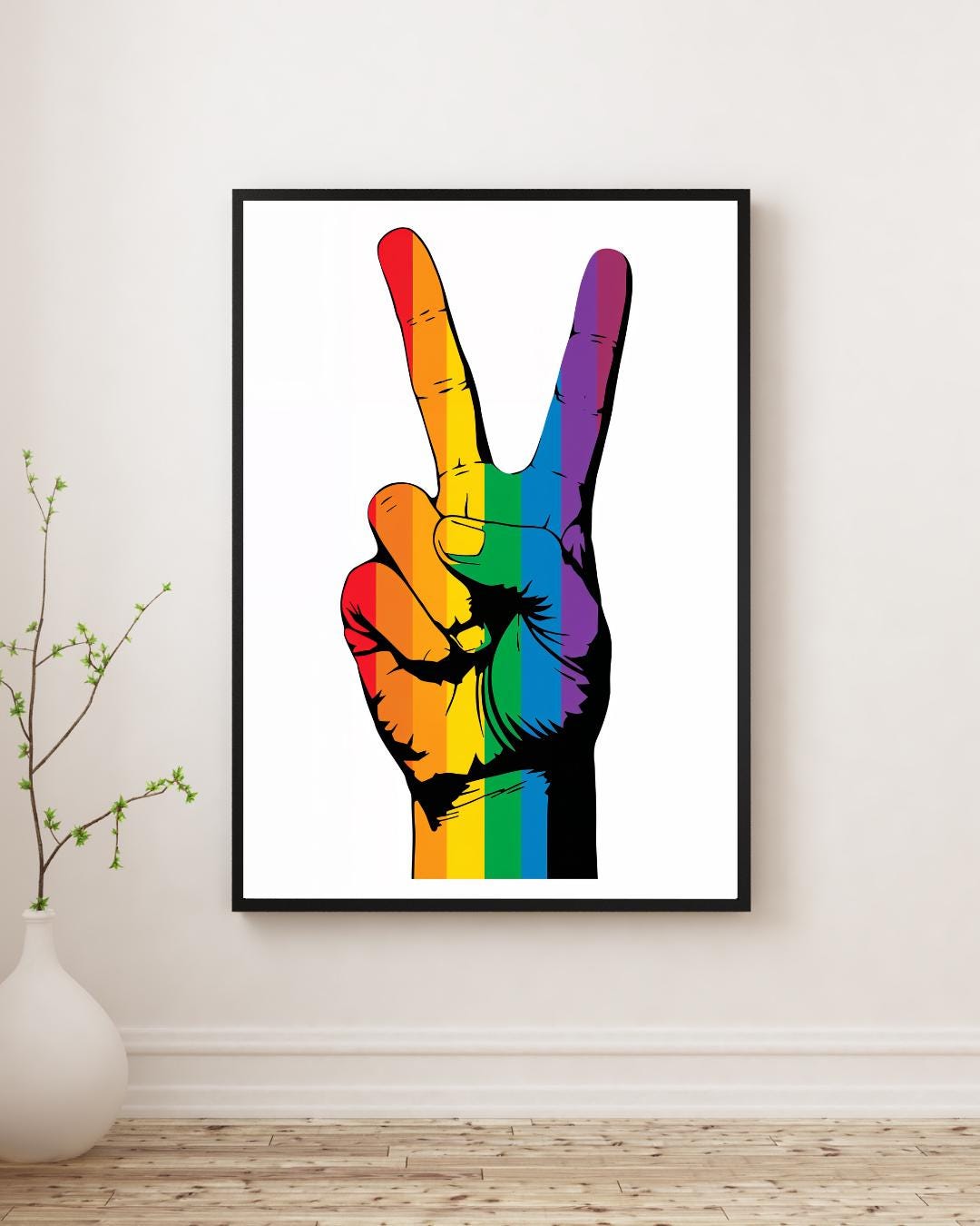 Rainbow Peace Sign Printable – Pride Wall Art, LGBTQ+ Poster, Equality ...