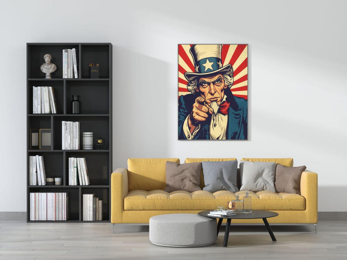 Uncle Sam Vintage Poster Style, Classic American Icon Illustration - Etsy