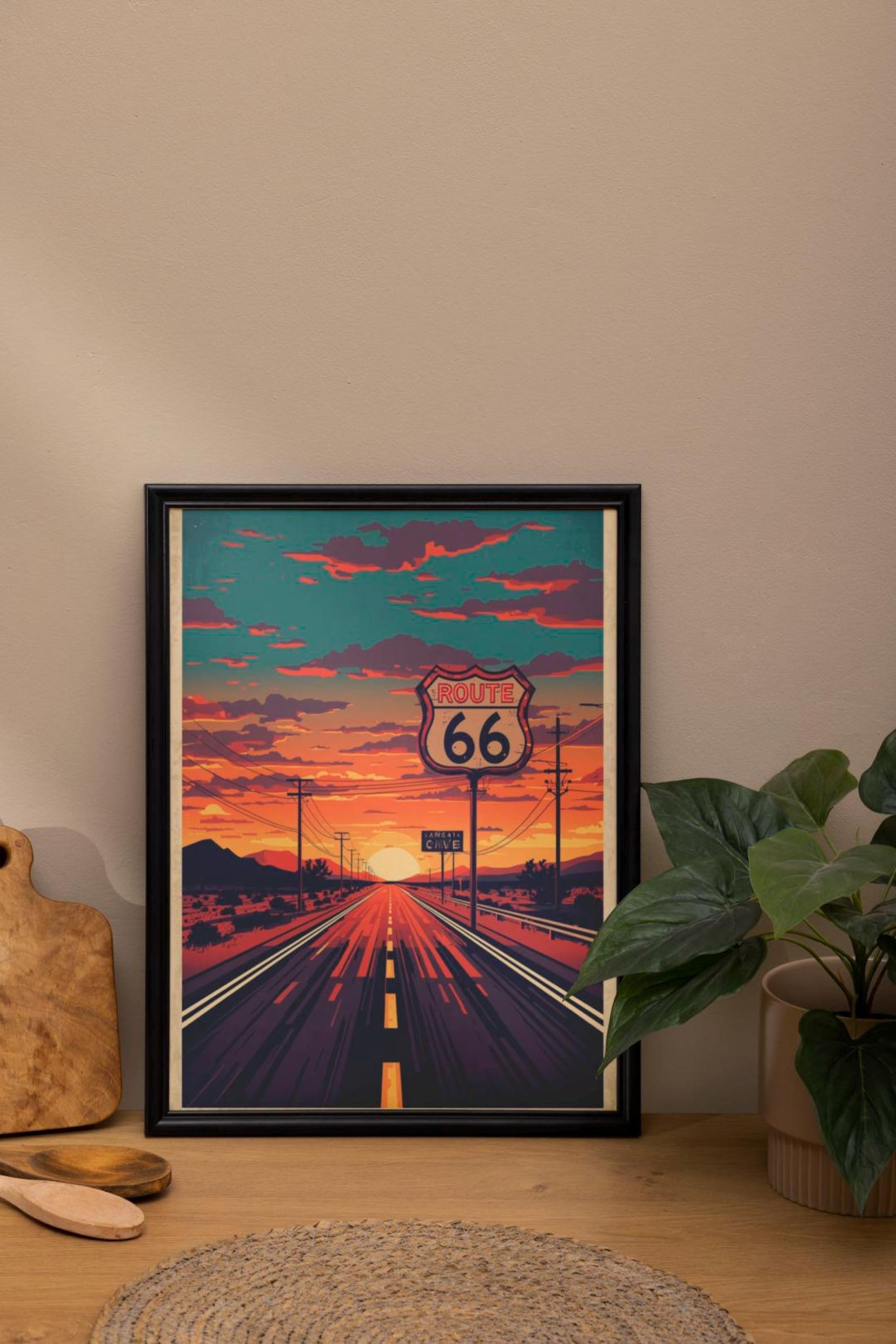 Route 66 Sunset Wall Art Print, Vintage American Highway Poster - Etsy