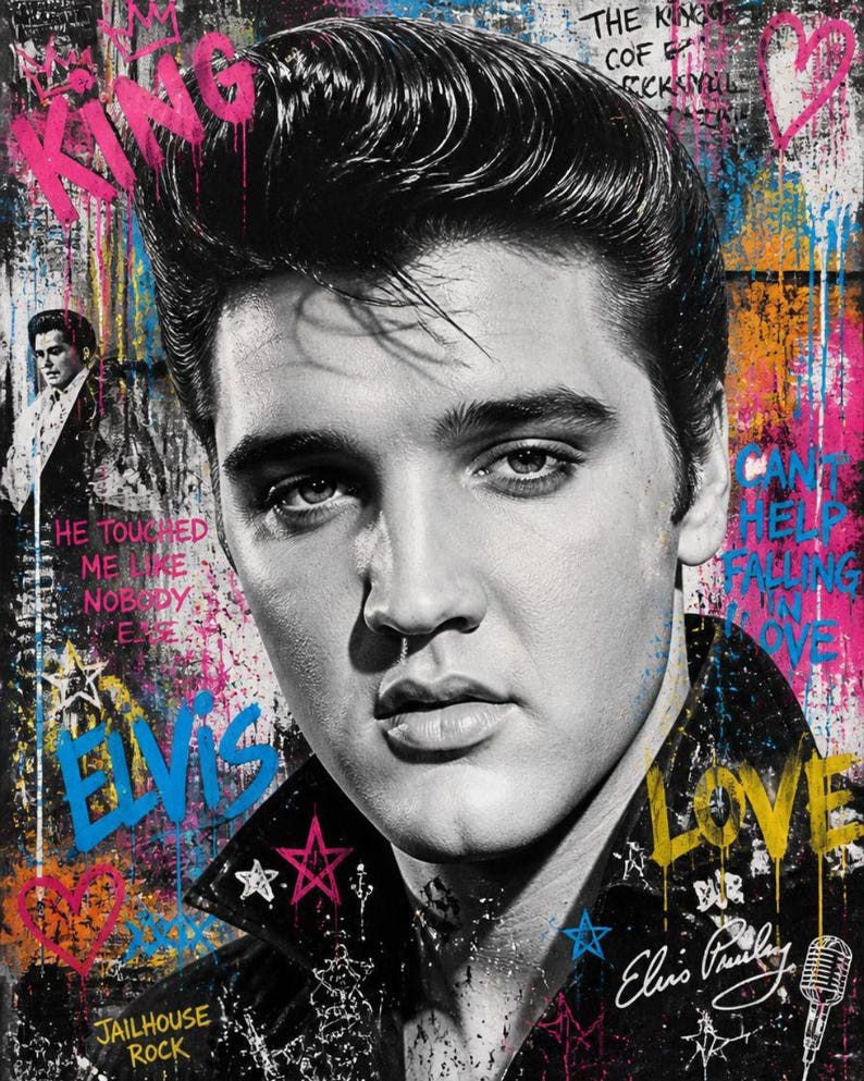 Elvis Presley Pop Art Print – Graffiti Street Art Poster – Vintage ...