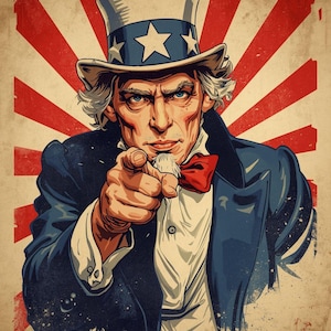 Uncle Sam Inspired Poster, Vintage American Patriot Illustration - Etsy
