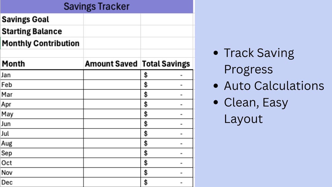 Savings Tracker Excel Template | Simple Savings Goal Spreadsheet ...