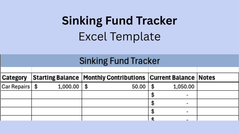Sinking Funds Tracker Excel | Simple Savings Categories Spreadsheet ...