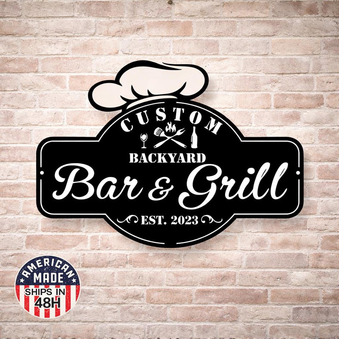 Custom BBQ Metal Sign - Personalized Backyard Barbecue Art, Family Name ...