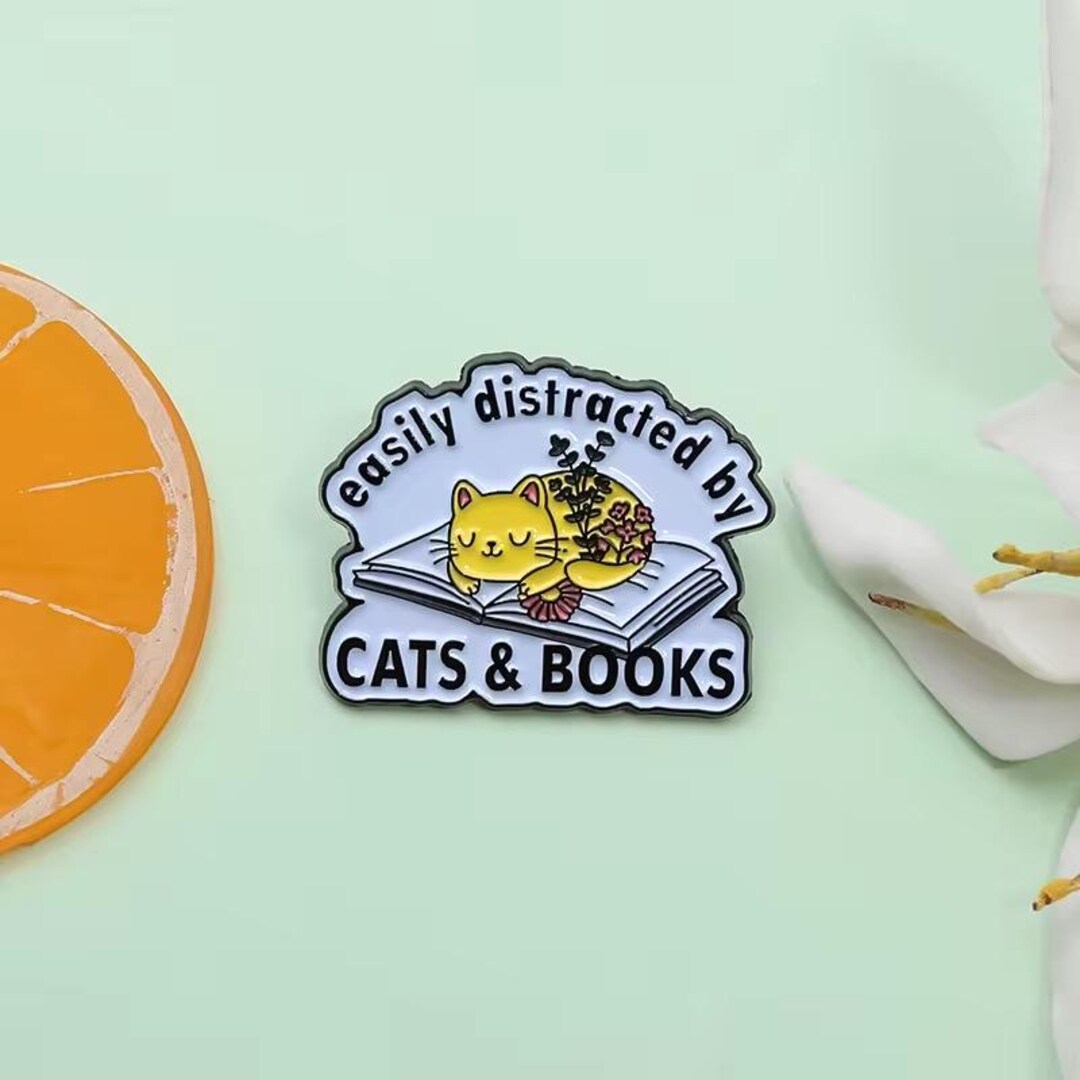 Bookworm Cat Enamel Pin – Reader Badge - Etsy