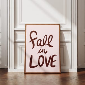 Fall in Love Print, Digital Download, Autumn Art Wall Deco, Calligraphy ...