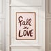 Fall in Love Print, Digital Download, Autumn Art Wall Deco, Calligraphy ...